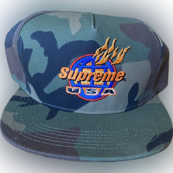 Supreme | Accessories | New Supreme Fire 6panel 5panel Cap Hat Camp Usa ...